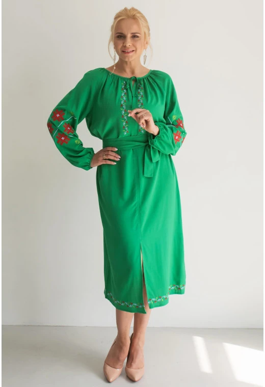 Зелена сукня Україна з вишивкою купити у українського виробника Maritel ...